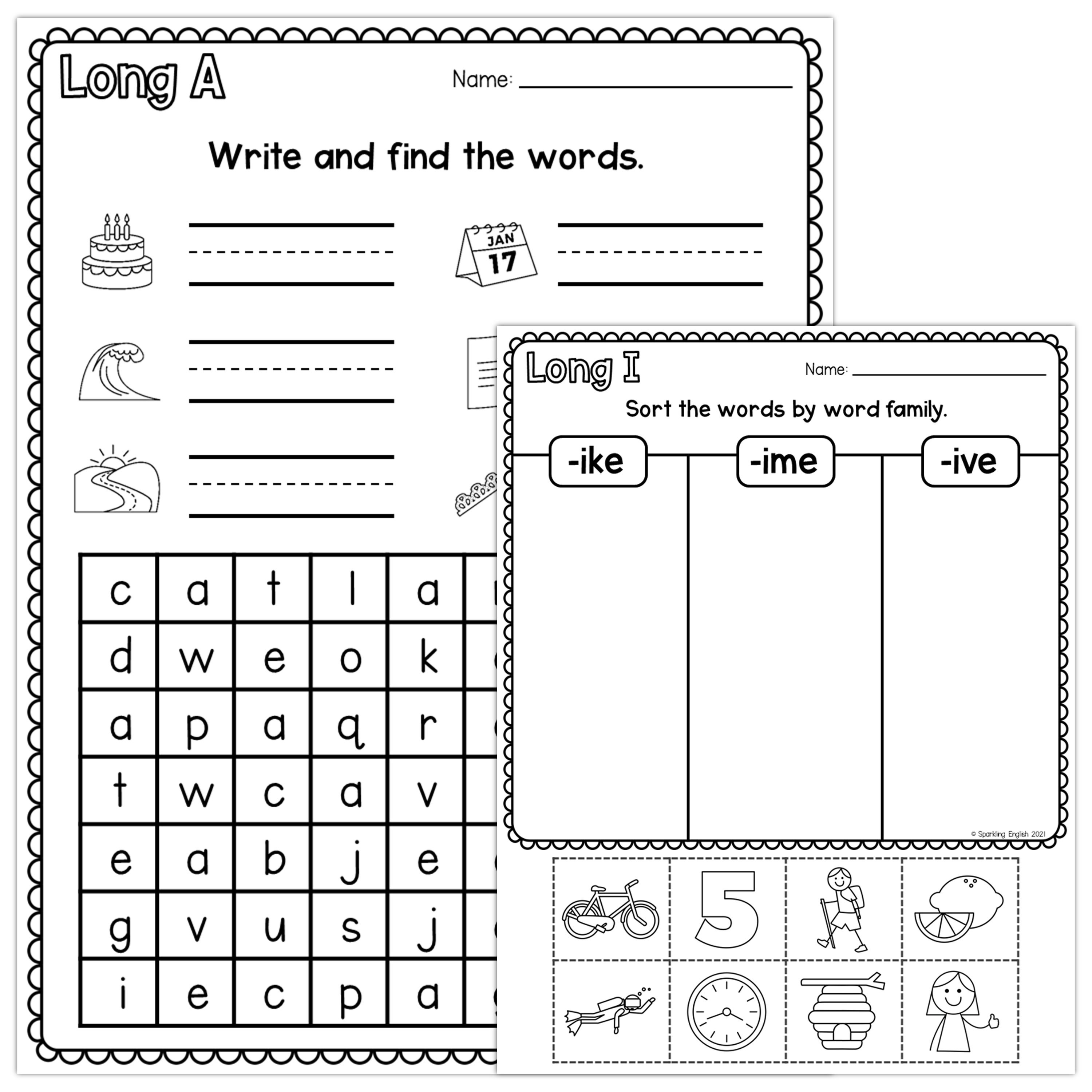 Cvce Word Families BUNDLE | Practice and Review Long Vowels | Long ...