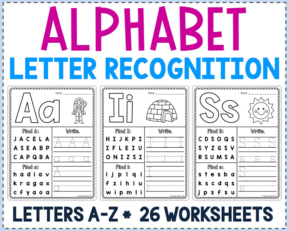 Letter Recognition and Handwriting Worksheets Alphabet | Etsy