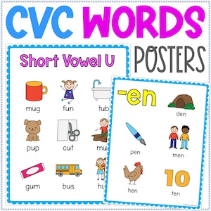 CVC Words Posters - Phonics Book or Bulletin Board - CVC Words ...