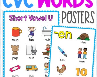 CVC Words Posters - Phonics Book or Bulletin Board - CVC Words ...