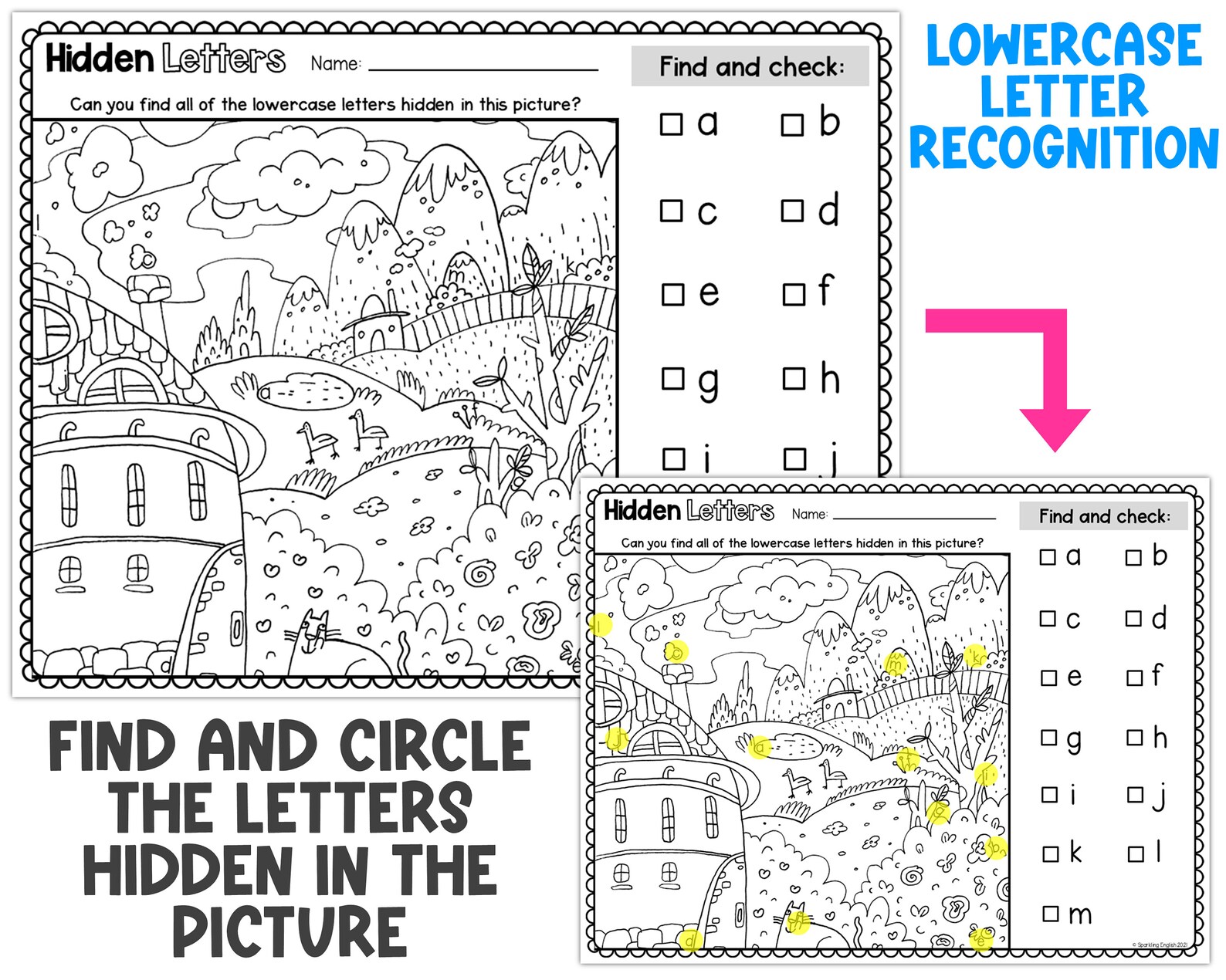 Alphabet Hidden Letters Pictures Letter Recognition - Etsy