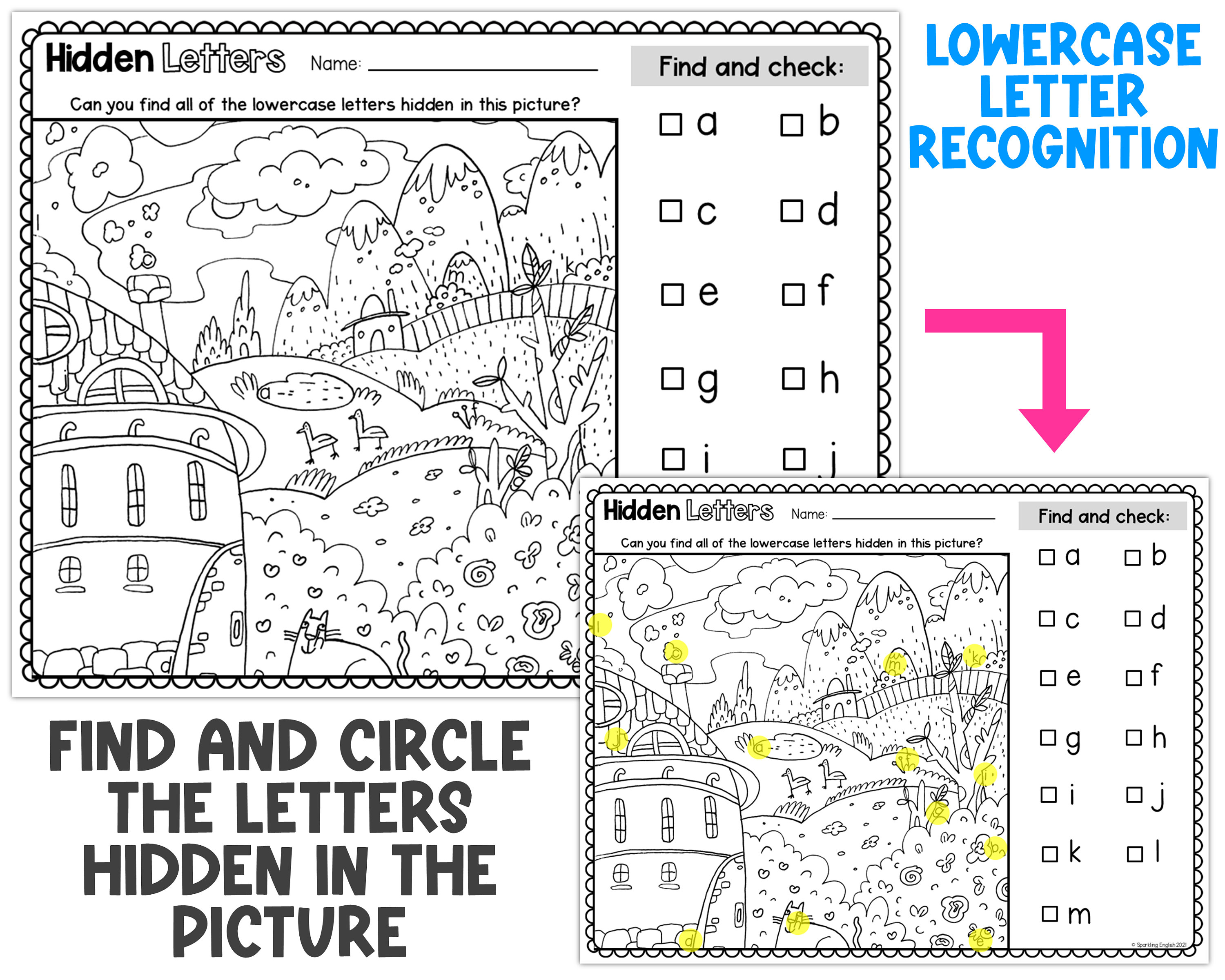 Alphabet Hidden Letters Pictures Letter Recognition | Etsy UK