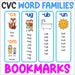 CVC Word Families Bookmarks | CVC Words List Review | Kindergarten and ...