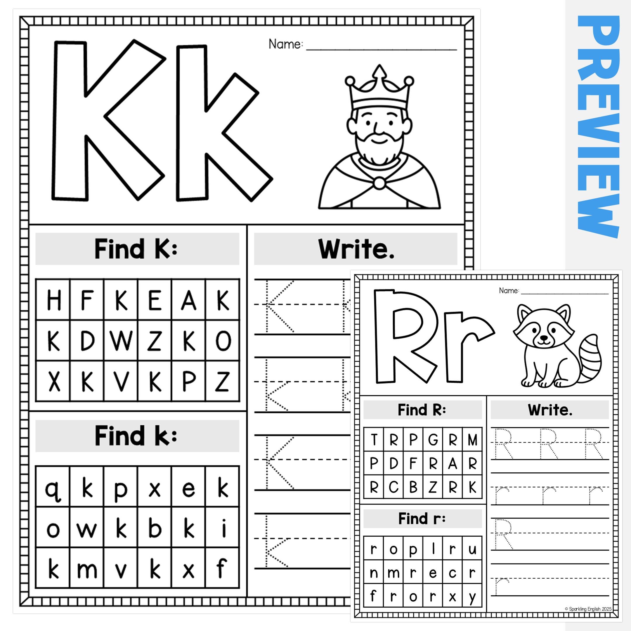 Letter Recognition and Handwriting Worksheets | Alphabet Review ...