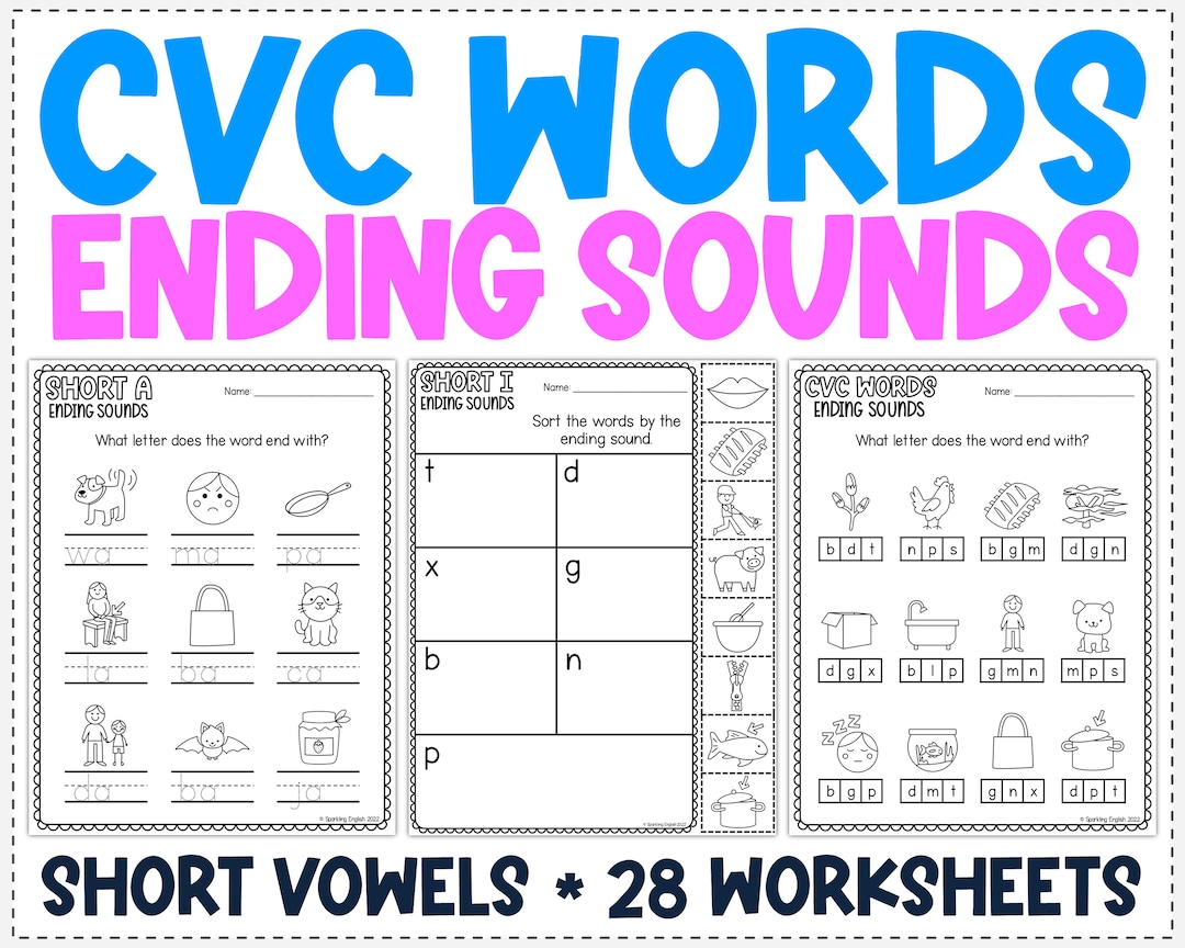 CVC Words Ending Sounds Worksheets Review CVC Words - Etsy