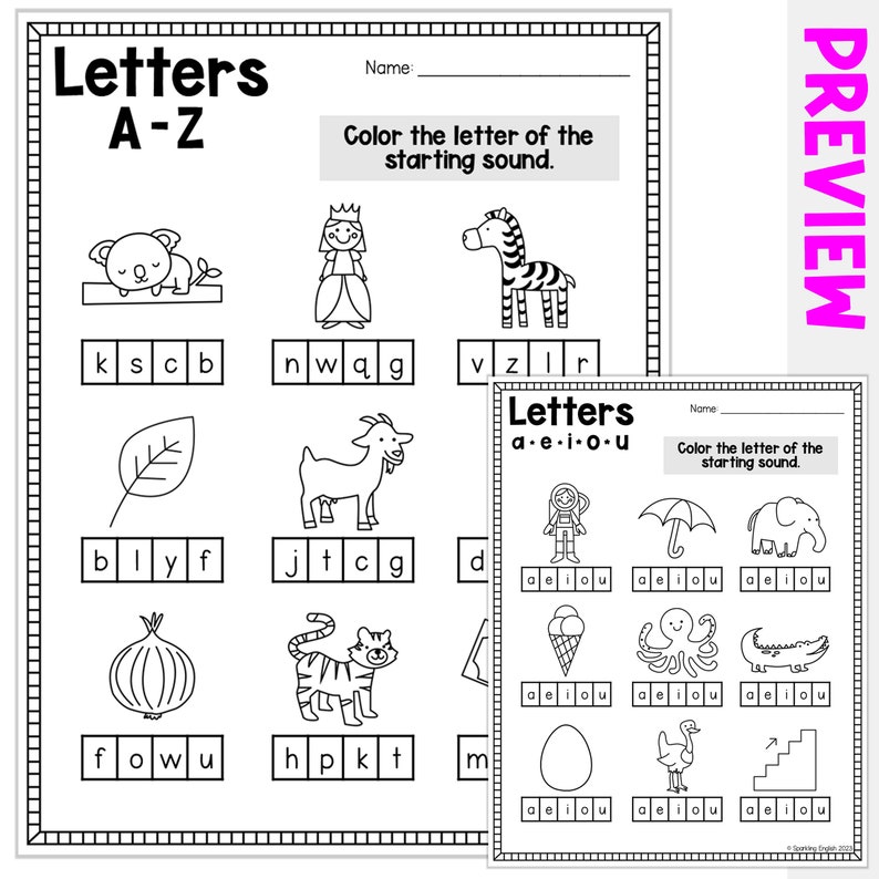 Alphabet Beginning Sounds Worksheets | Alphabet Review | Preschool and ...
