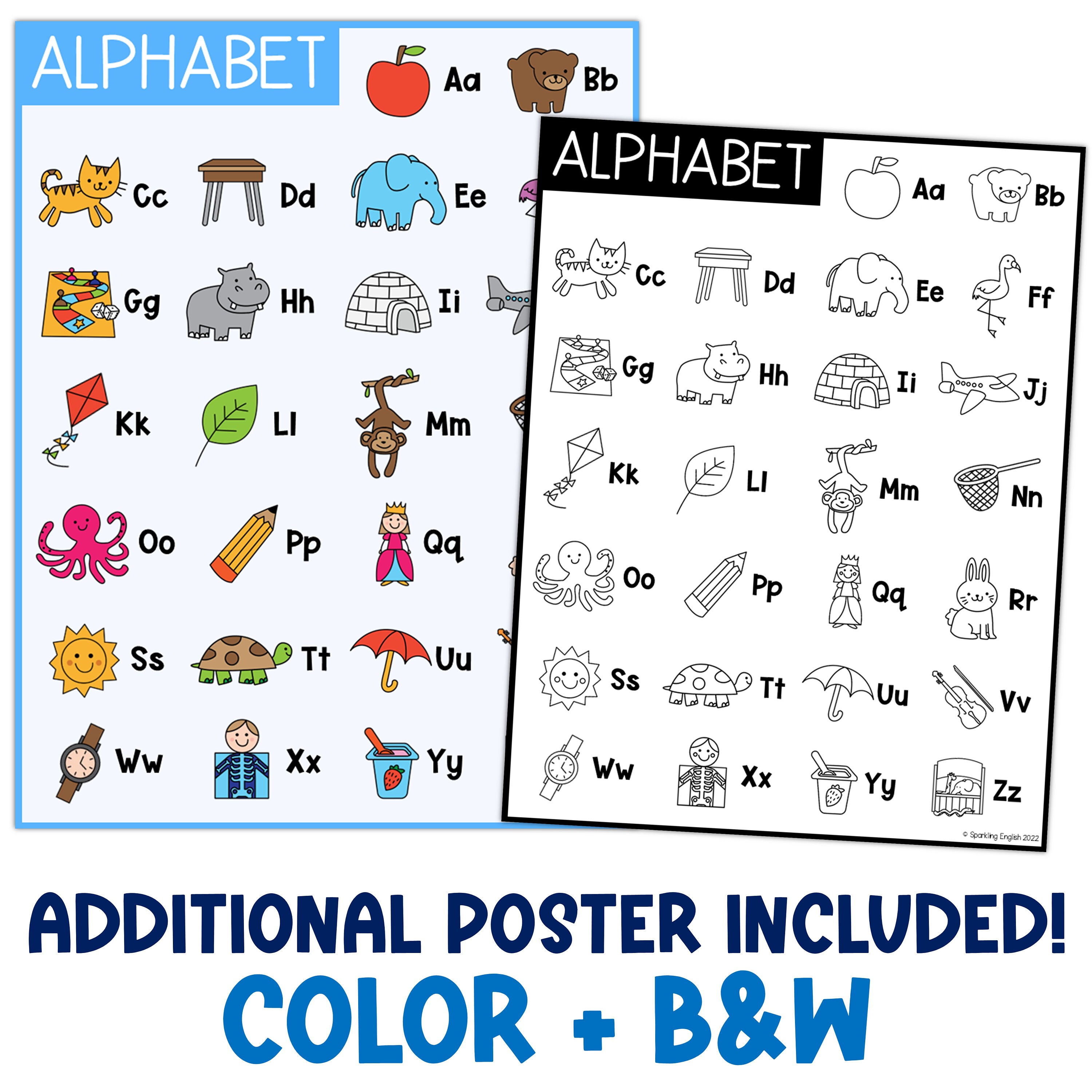 Rainbow Alphabet Posters | Bright Pre-k Kindergarten Classroom Bulletin ...