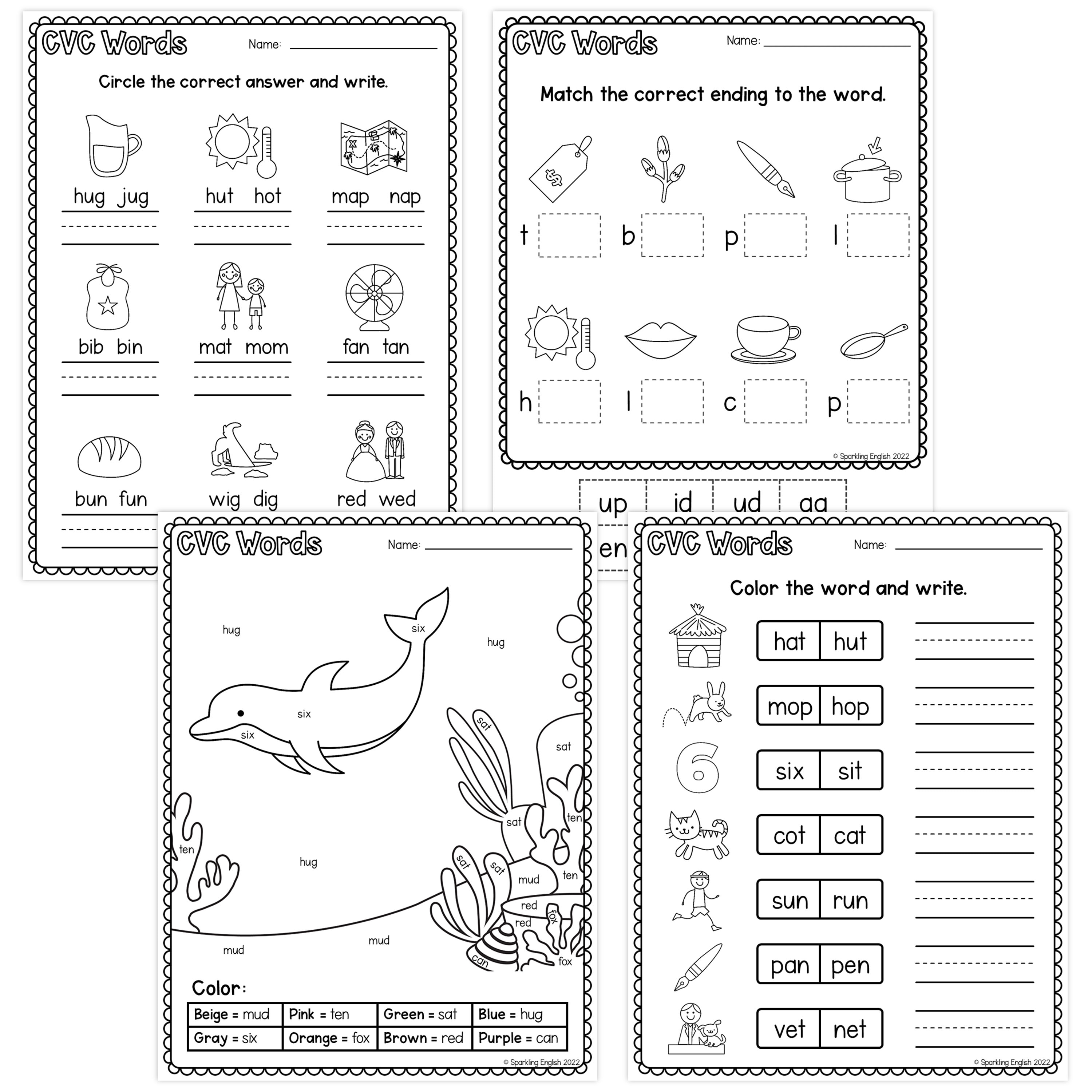 CVC Words Review Bundle CVC Word Families Phonics - Etsy Singapore