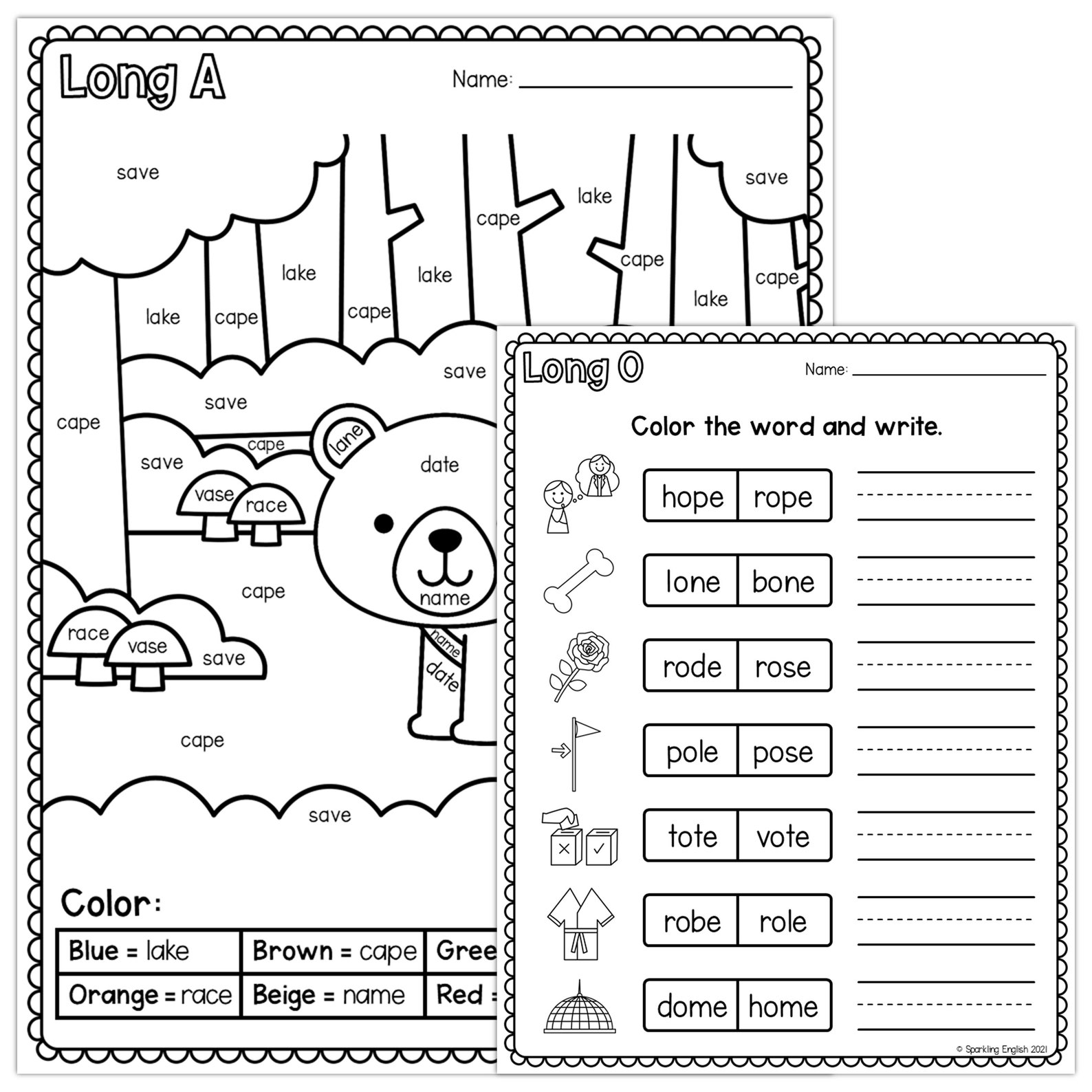 Cvce Word Families BUNDLE | Practice and Review Long Vowels | Long ...