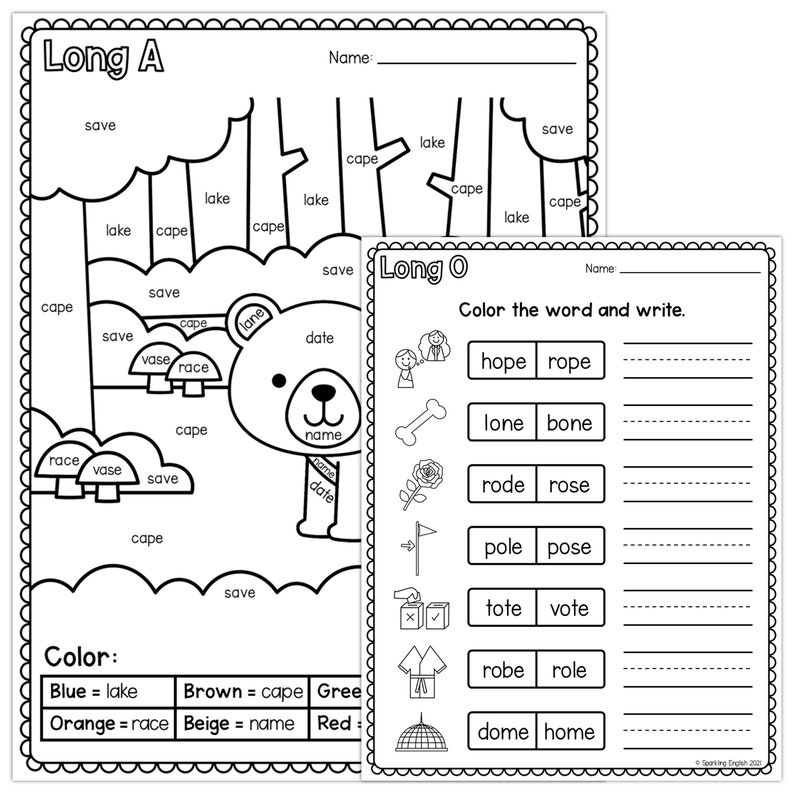 Cvce Word Families BUNDLE | Practice and Review Long Vowels | Long ...