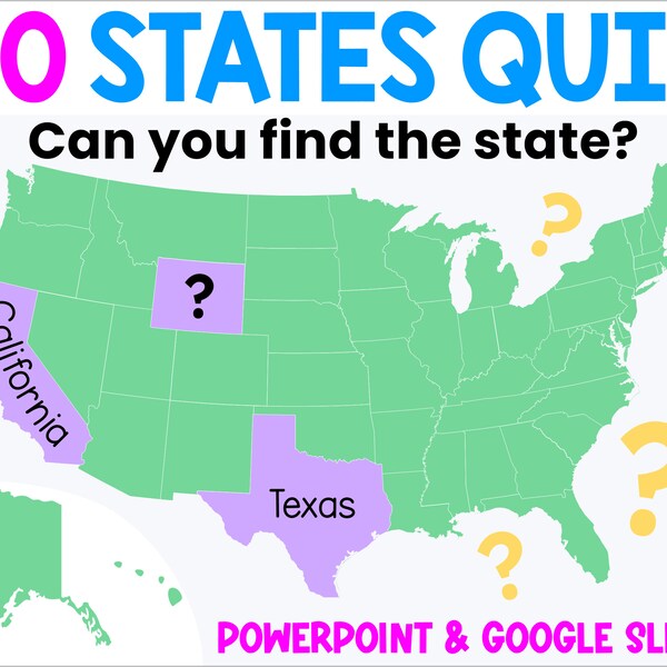 Us Map Quiz - Etsy