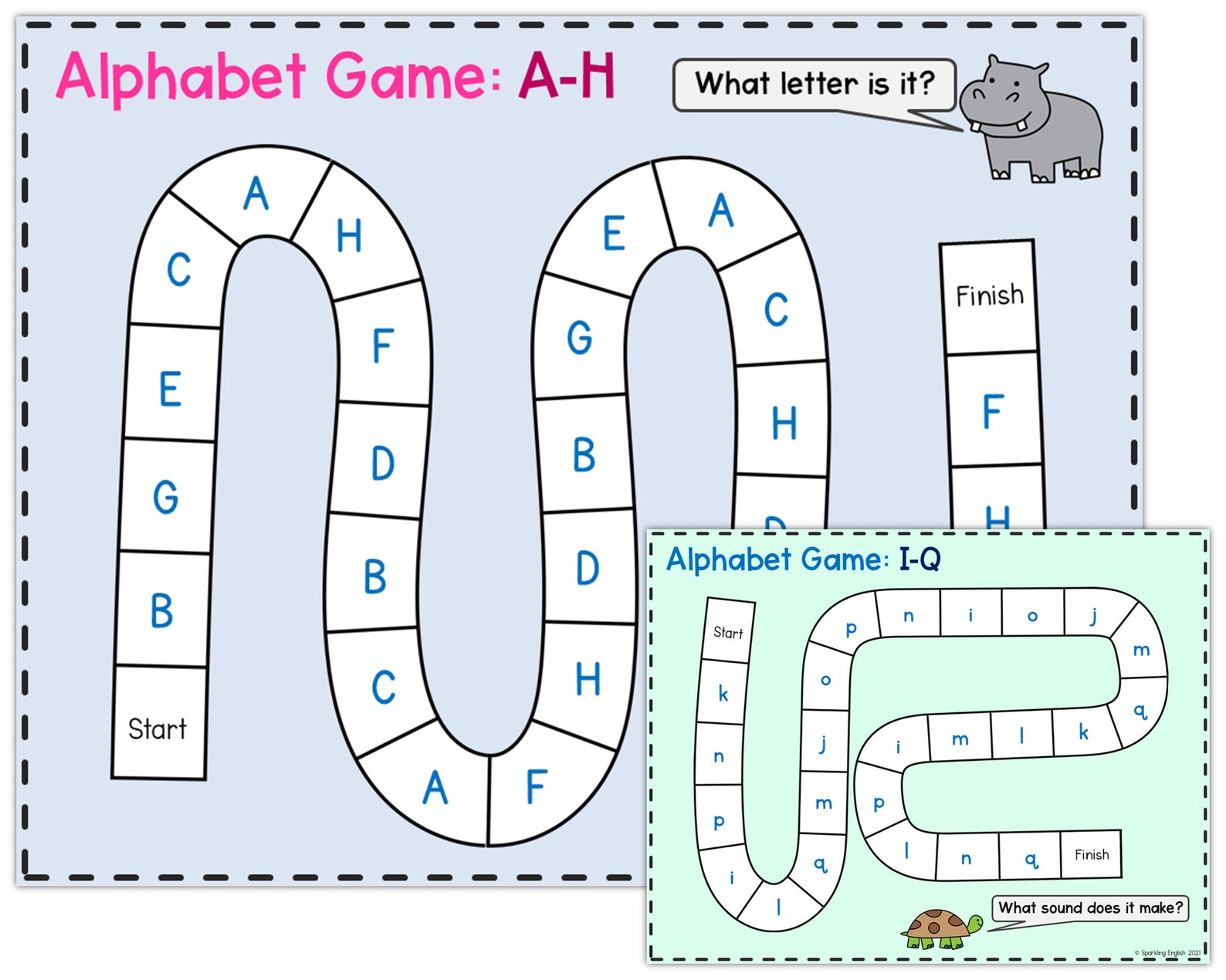 Alphabet Board Games Printable and Digital Alphabet Review | Etsy