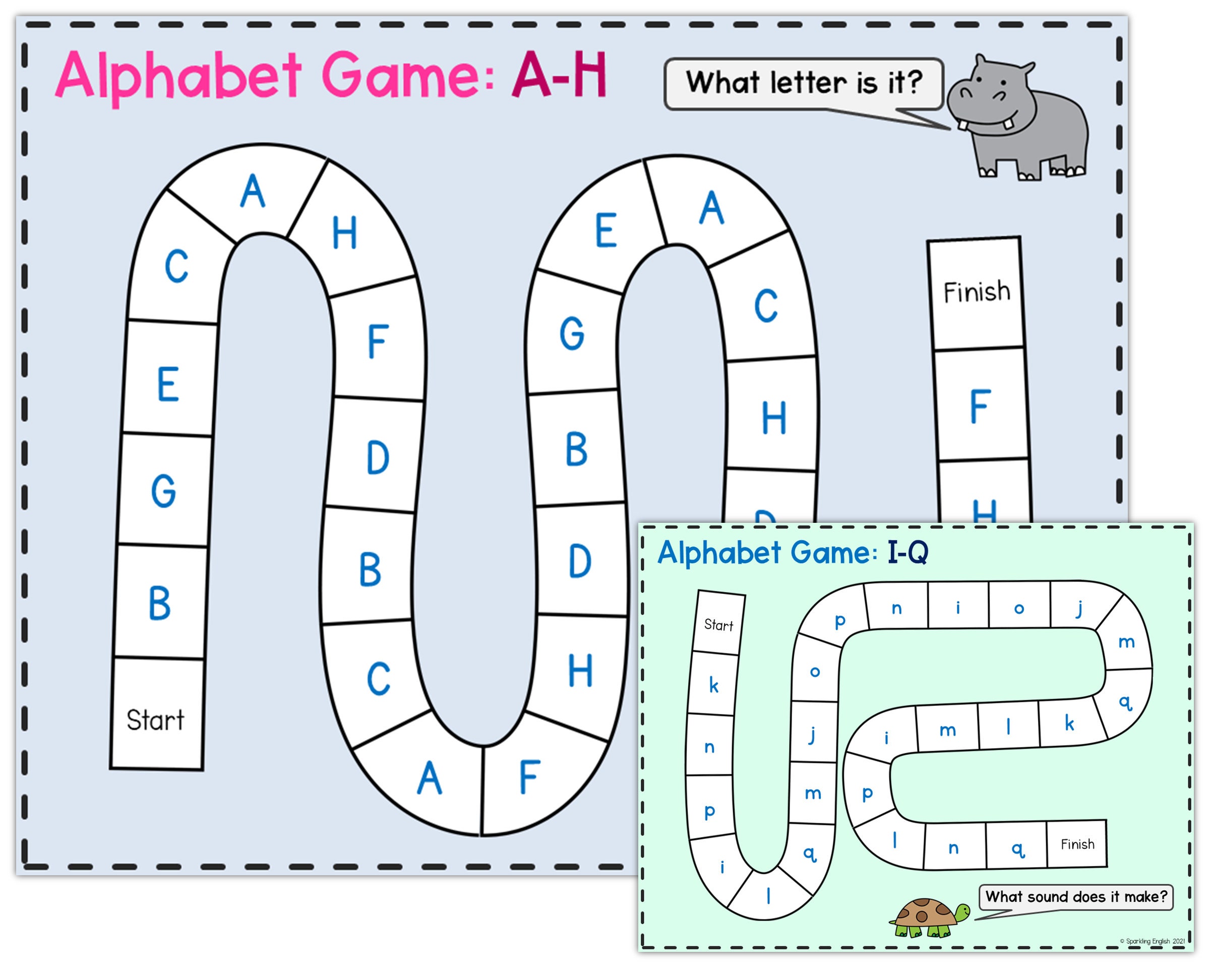 Alphabet Board Games Printable and Digital Alphabet Review - Etsy UK
