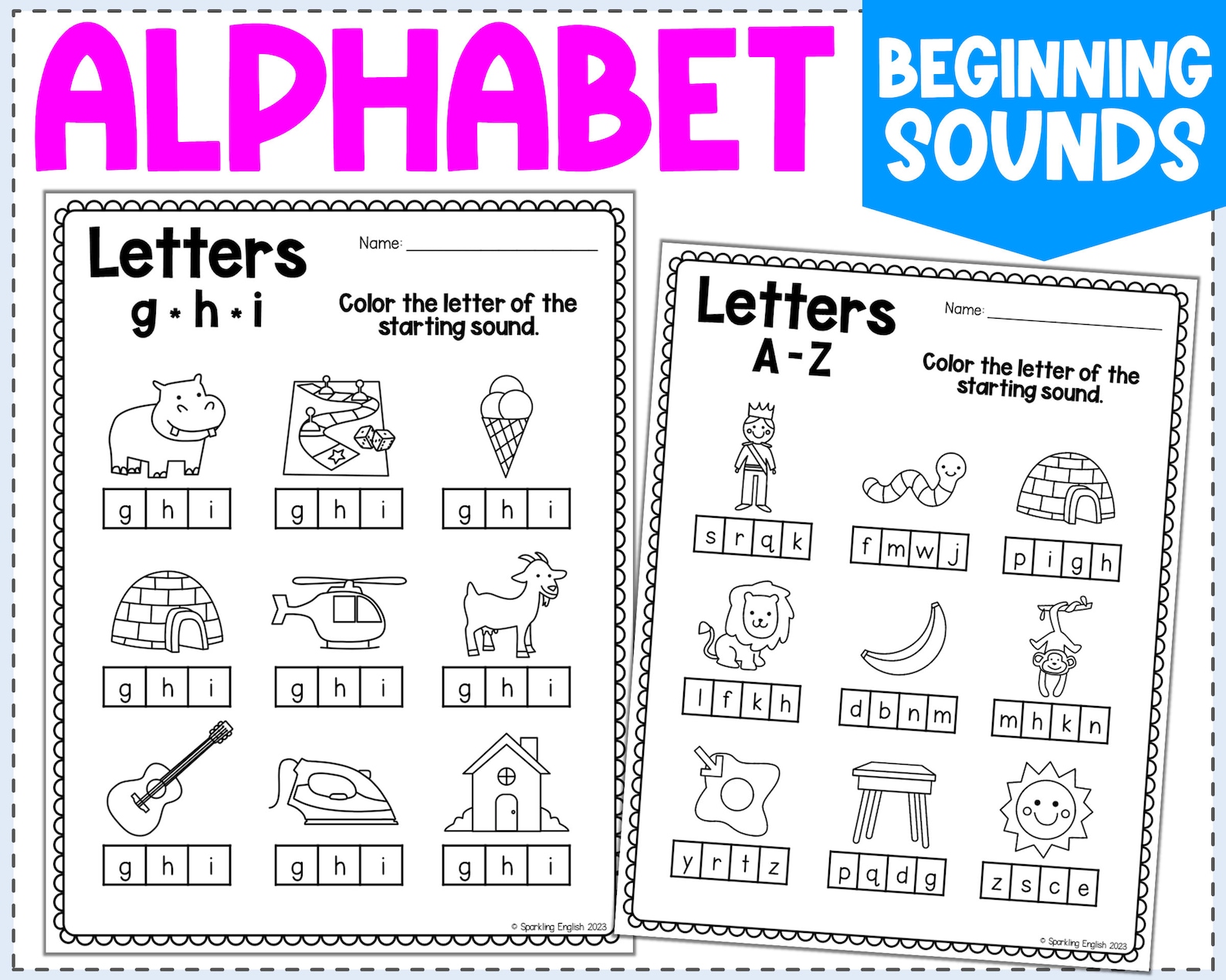 Alphabet Beginning Sounds Worksheets Alphabet Review - Etsy