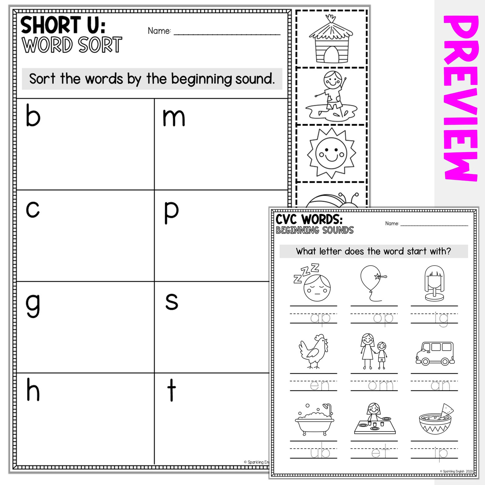 CVC Words Beginning Sounds Worksheets - Review CVC Words Worksheets ...