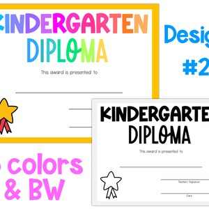Kindergarten Diploma End of the Year Award for Kindergarten - Etsy
