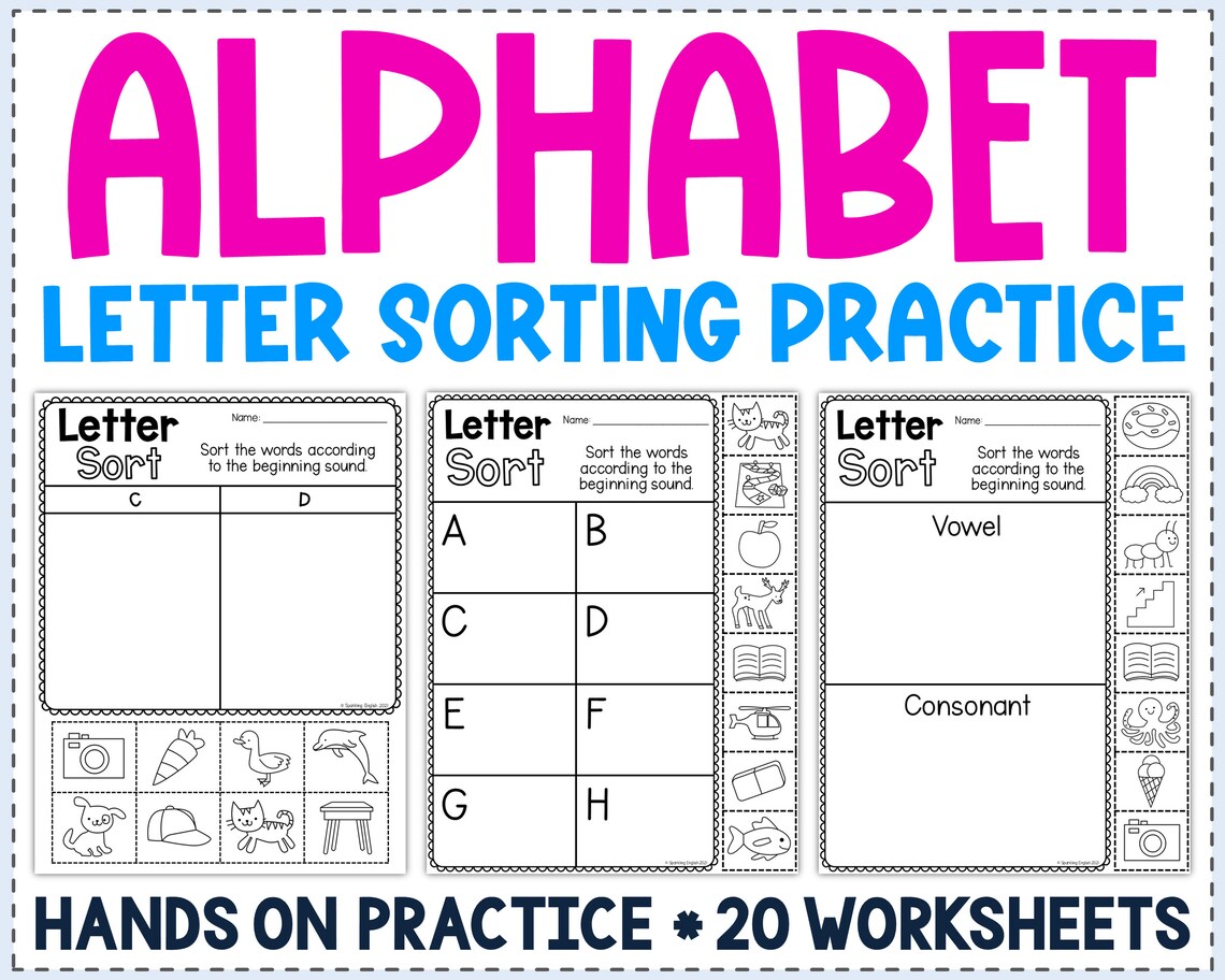 Alphabet Letter Sorting Practice Worksheets Alphabet Review - Etsy