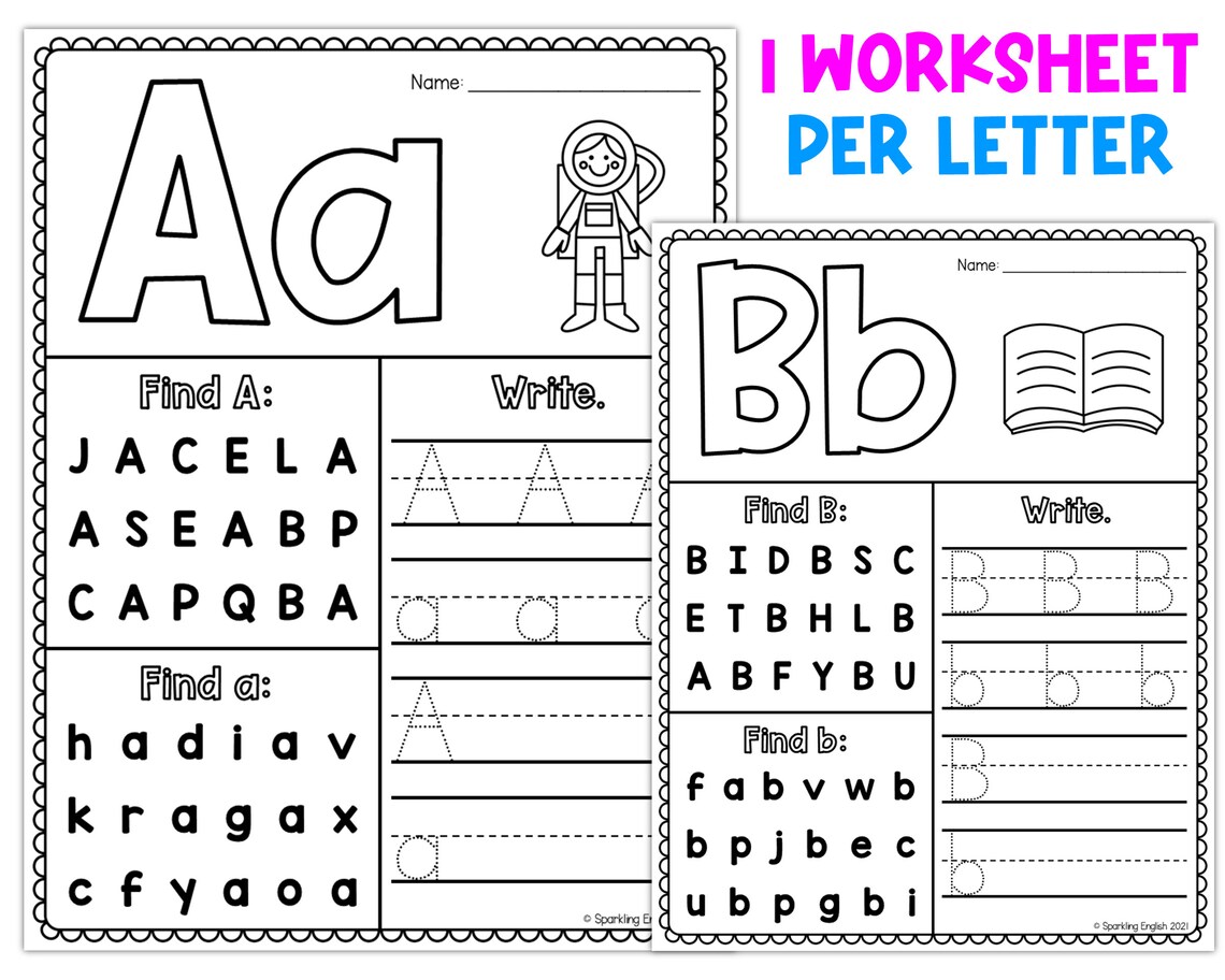 Letter Recognition and Handwriting Worksheets Alphabet - Etsy