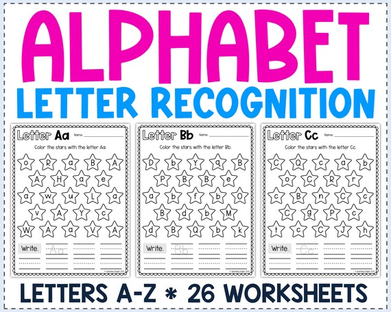 Letter Recognition Worksheets Uppercase and Lowercase - Etsy