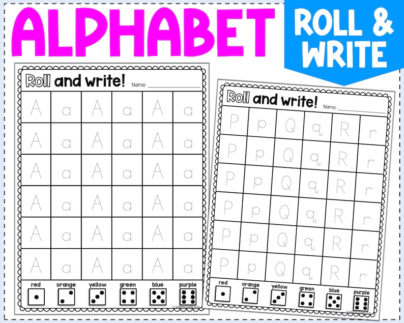 Alphabet Rainbow Roll and Write Alphabet Handwriting - Etsy
