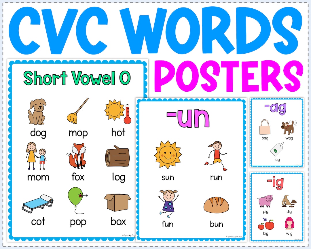 CVC Words Posters Phonics Book or Bulletin Board CVC Words - Etsy