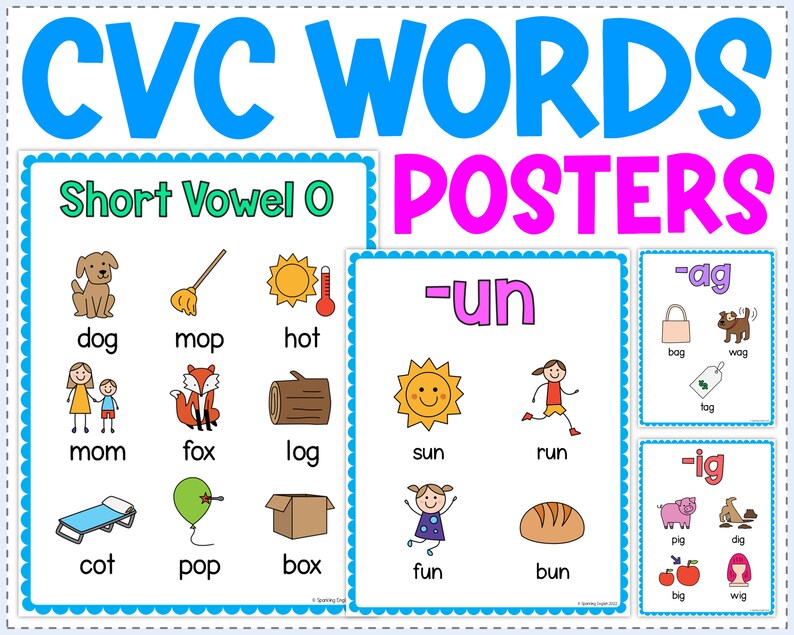 CVC Words Posters Phonics Book or Bulletin Board CVC Words - Etsy