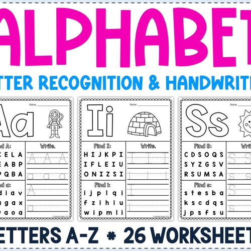 Letter Recognition and Handwriting Worksheets Alphabet | Etsy