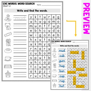 CVC Word Searches | Fun CVC Word Families Review Activity ...