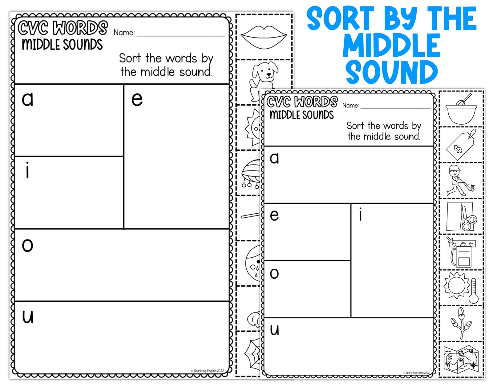 CVC Words Middle Sounds Worksheets Review CVC Words - Etsy