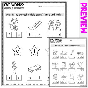 CVC Words Middle Sounds Worksheets - Review CVC Words Worksheets ...