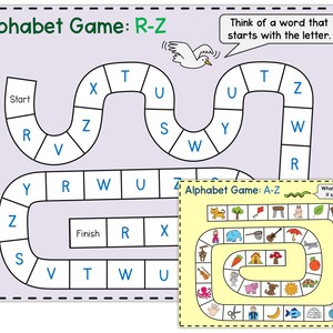 Alphabet Board Games Printable and Digital Alphabet Review | Etsy