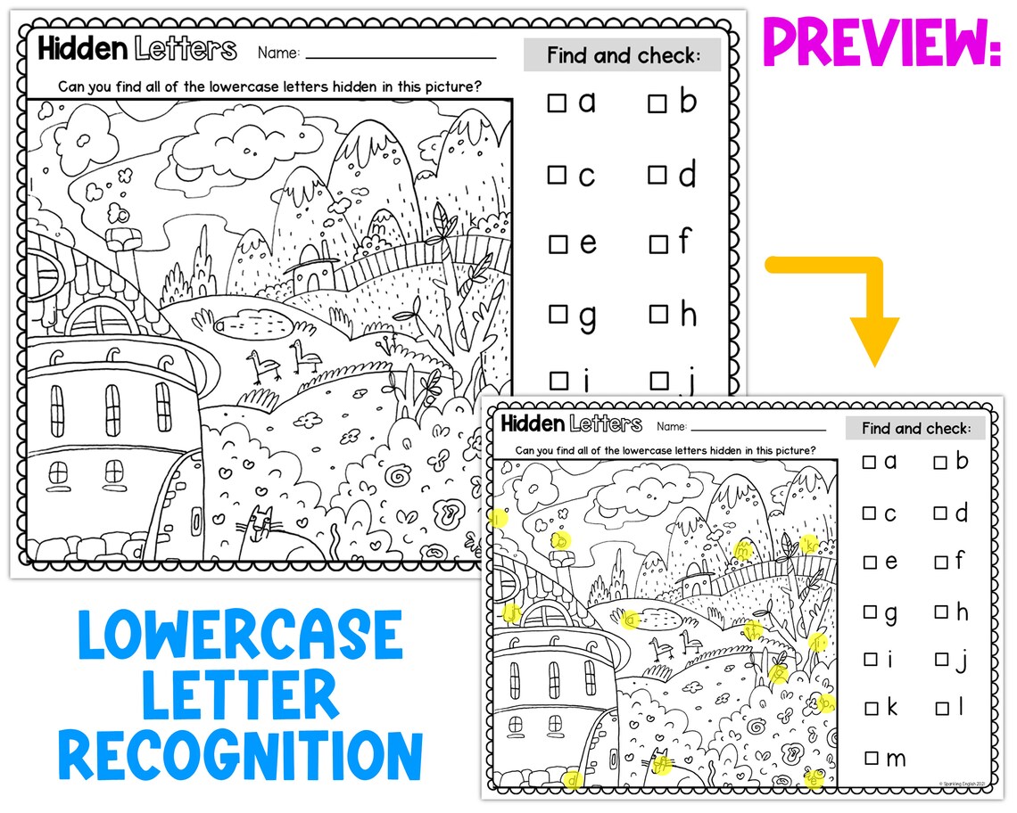 Alphabet Hidden Letters Pictures Letter Recognition - Etsy