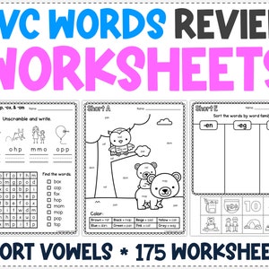 CVC Words Review Bundle CVC Word Families Phonics - Etsy