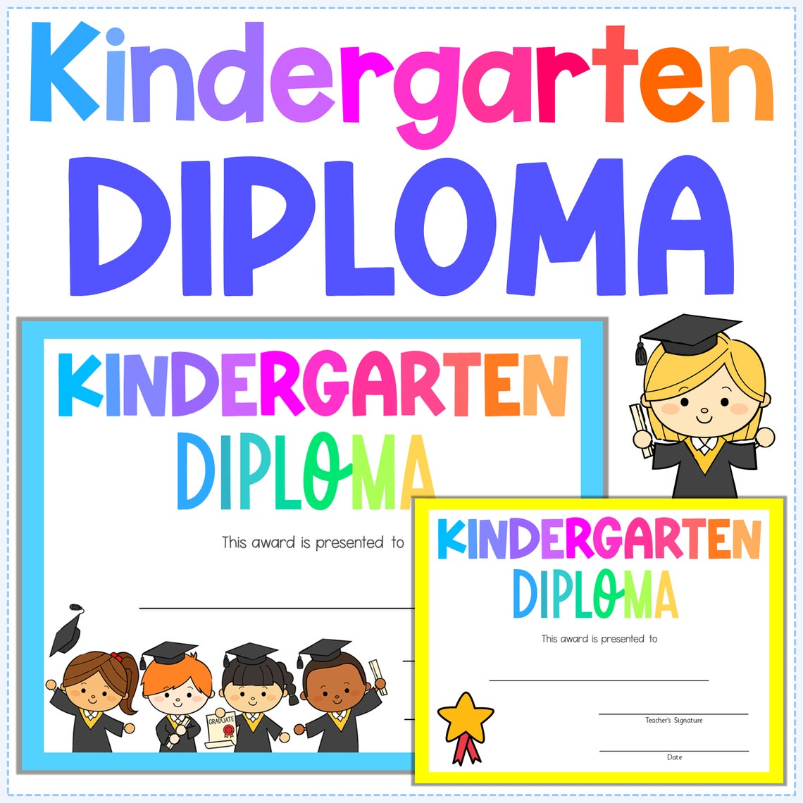 Kindergarten Diploma - End of the Year Award for Kindergarten ...