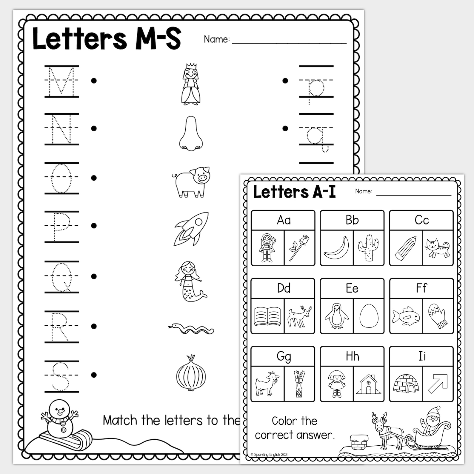 Alphabet Review Worksheets - Christmas Edition Alphabet Phonics ...