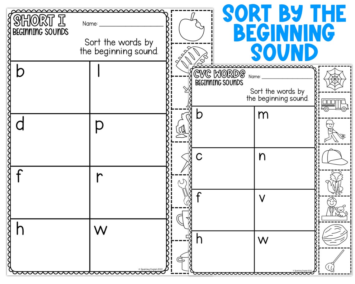 CVC Words Beginning Sounds Worksheets Review CVC Words - Etsy