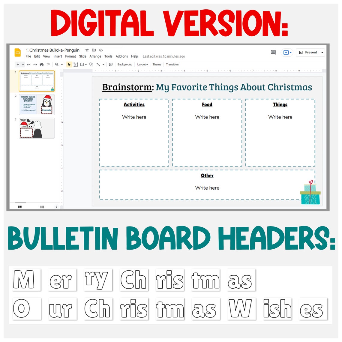 Christmas Penguin Craft Printable Christmas Activity for Kids Hands on ...