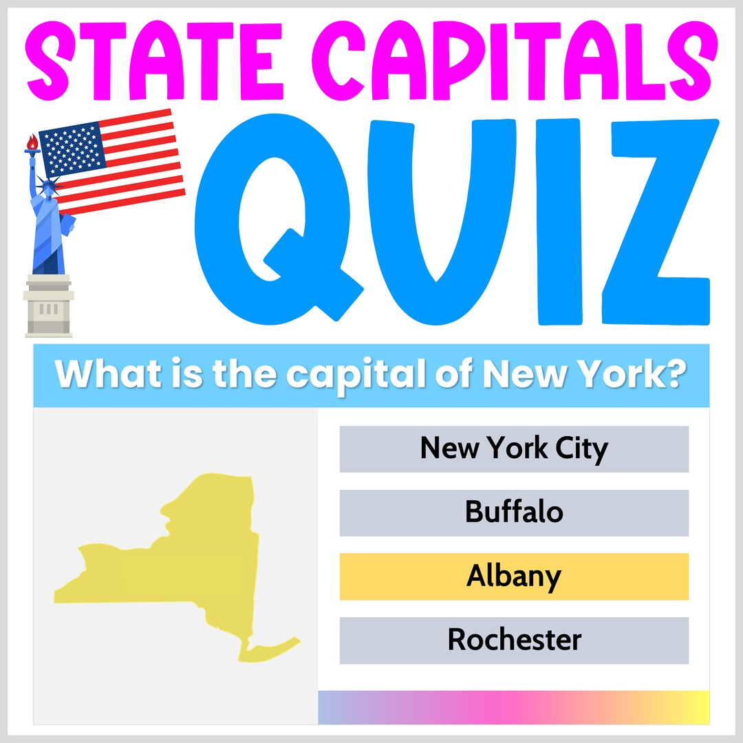 US State Capital Quiz #1 - Multiple Choice - Interactive US Geography ...