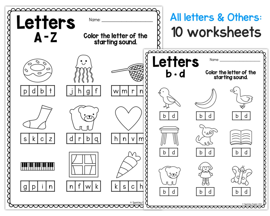Alphabet Beginning Sounds Worksheets Alphabet Review - Etsy
