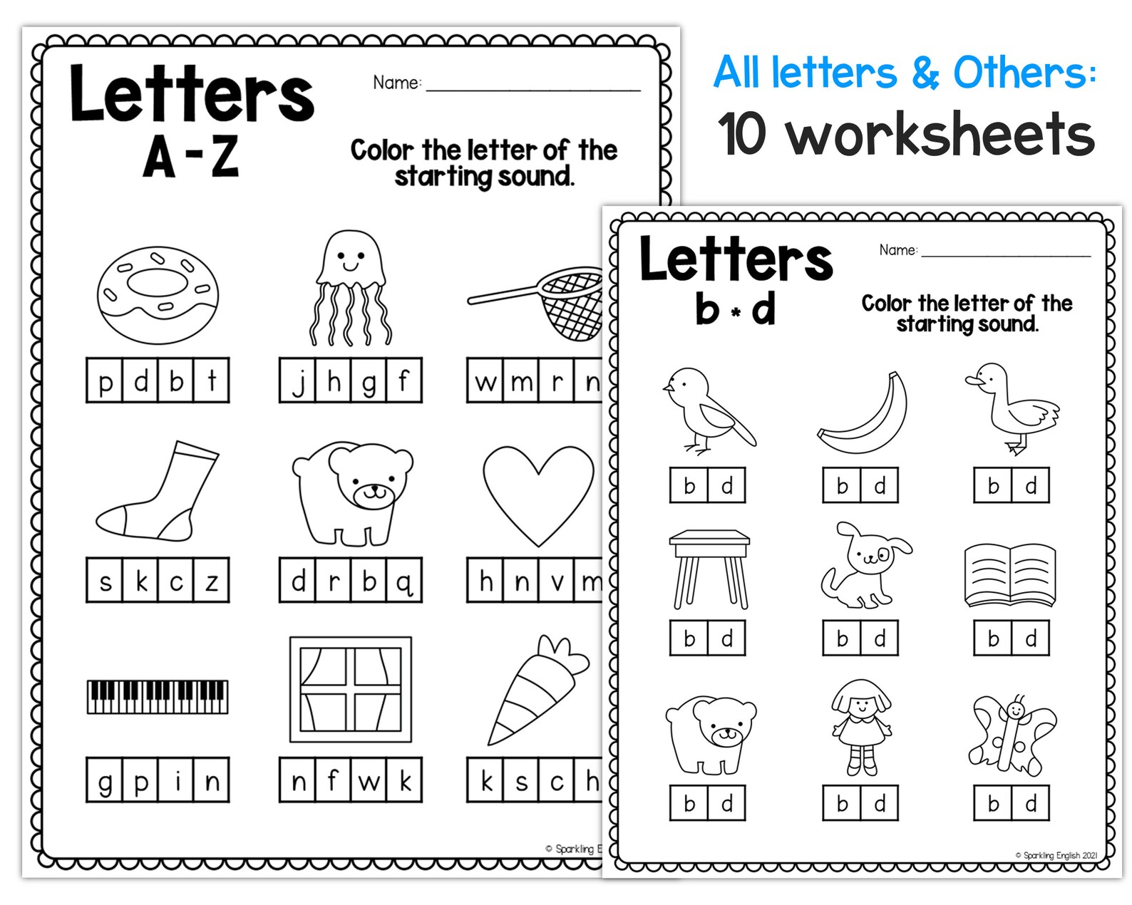 Alphabet Beginning Sounds Worksheets Alphabet Review - Etsy