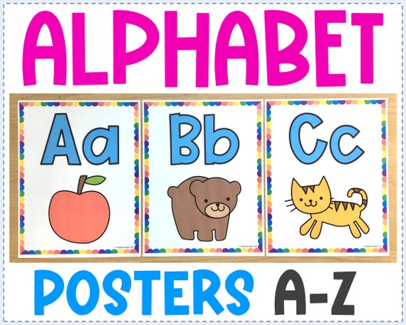 Rainbow Alphabet Posters Bright Pre-k Kindergarten Classroom - Etsy