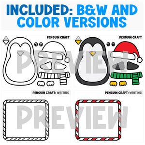 Penguin Craft for Christmas and Winter Printable Christmas Activity for ...