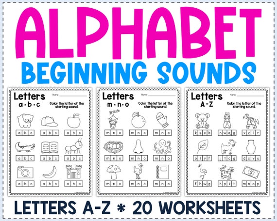 Alphabet Beginning Sounds Worksheets Alphabet Review - Etsy