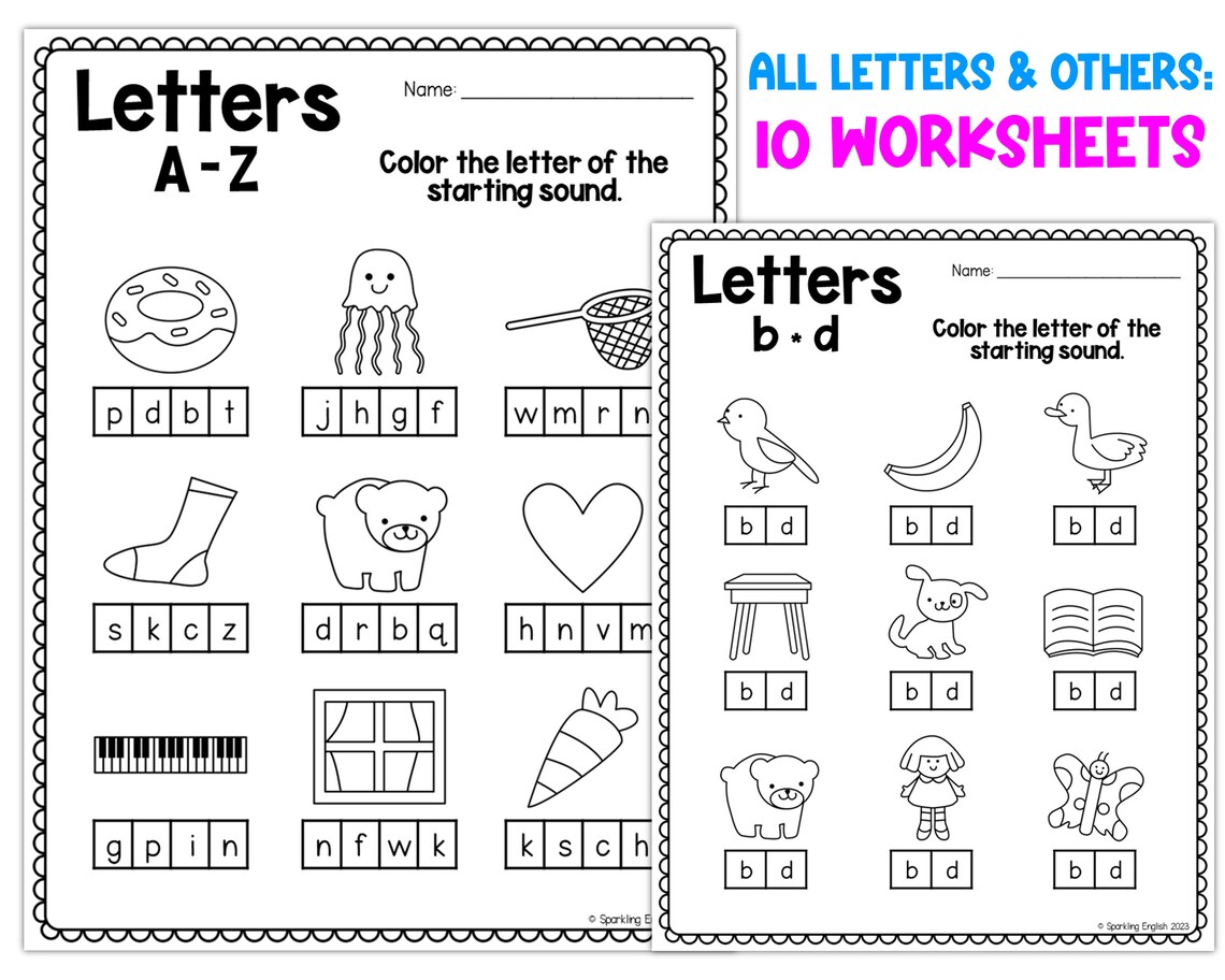 Alphabet Beginning Sounds Worksheets Alphabet Review - Etsy