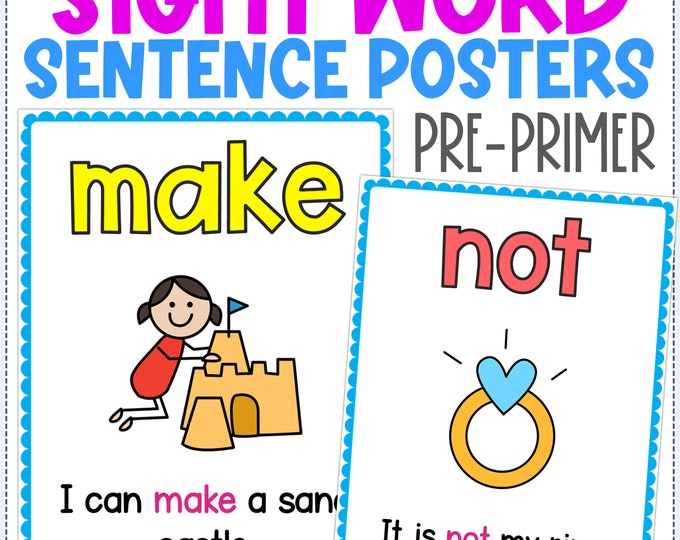 Sight Word Sentence Posters - Pre-primer - Sight Word Sentence ...