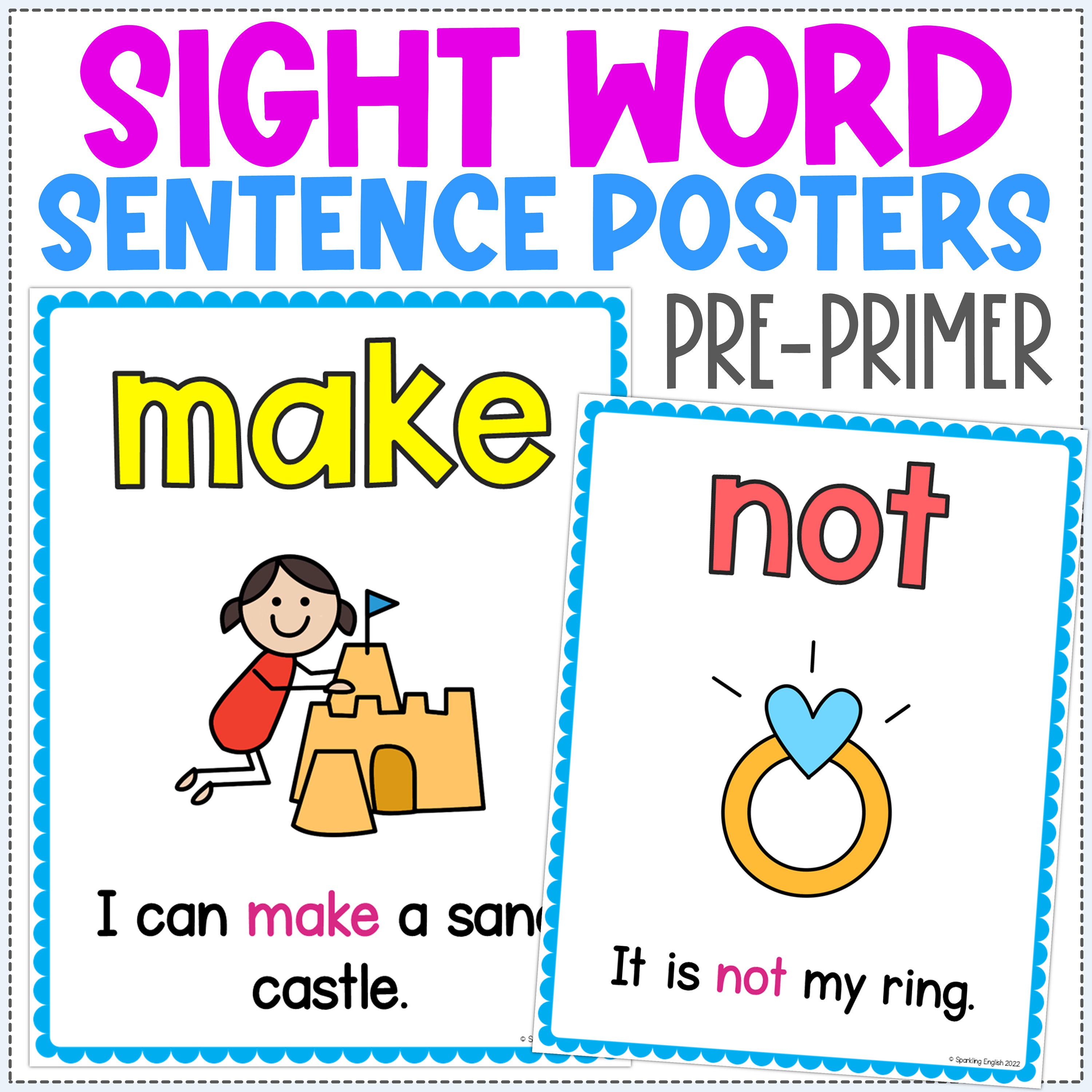 Sight Word Sentence Posters - Pre-primer - Sight Word Sentence ...