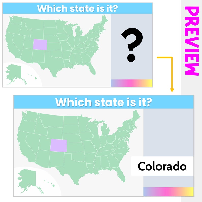 50 States Map Quiz #1 - Identify the State on US Map - Interactive ...