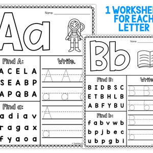 Letter Recognition and Handwriting Worksheets Alphabet | Etsy