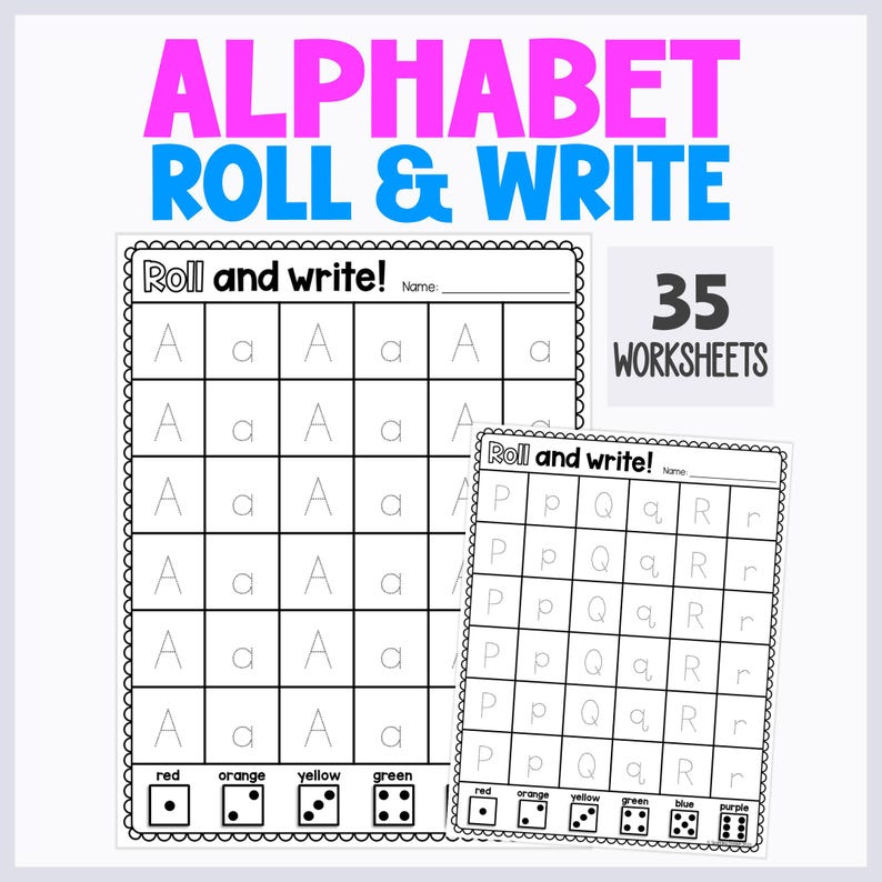 Alphabet Rainbow Roll and Write | Alphabet Handwriting Practice for ...