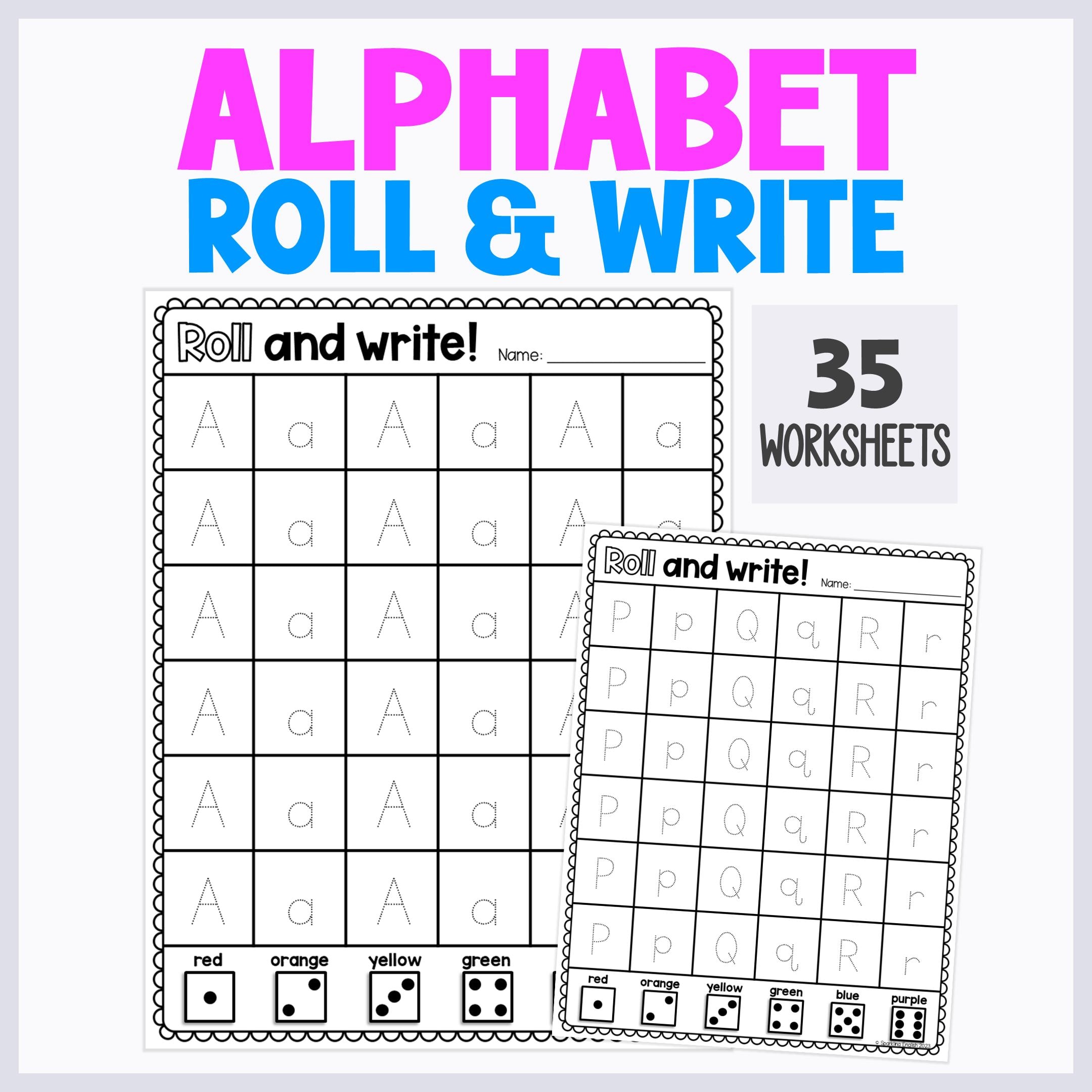 Alphabet Rainbow Roll and Write | Alphabet Handwriting Practice for ...